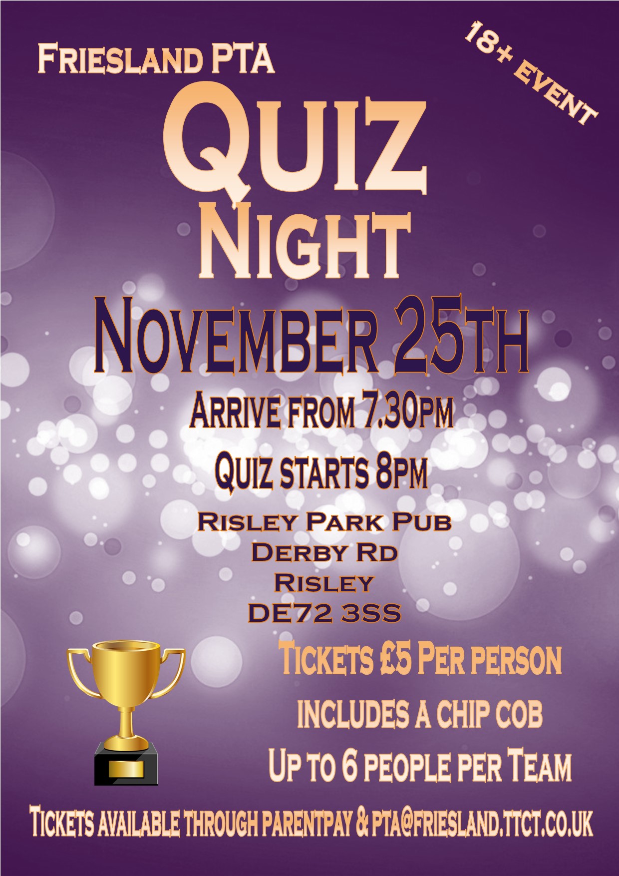 PTA Quiz Night - 25th November 2021 - Friesland School